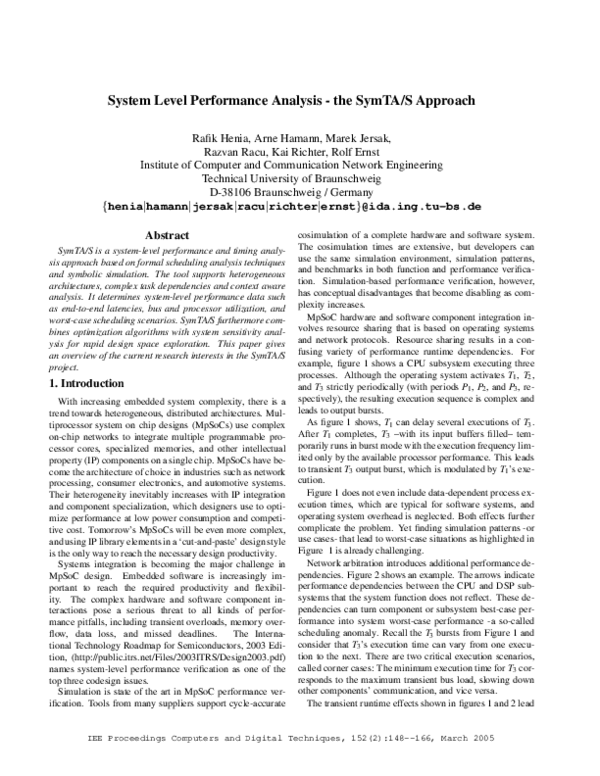 (PDF) System level performance analysis-the SymTA/S approach