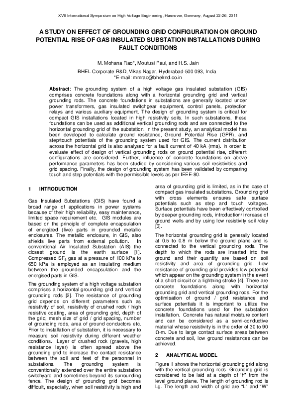 (PDF) A Study on Effect of Grounding Grid Configuration on Ground ...
