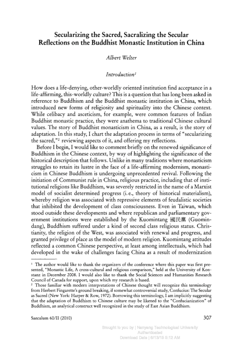 (PDF) Secularizing the Sacred, Sacralizing the Secular Reflections on ...