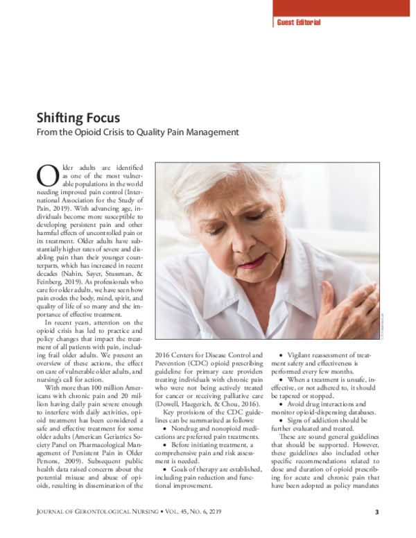 (PDF) Shifting Focus: From the Opioid Crisis to Quality Pain Management