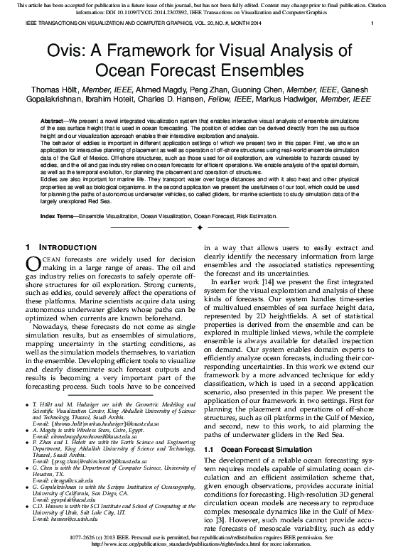 (PDF) Ovis: A Framework for Visual Analysisof Ocean Forecast Ensembles