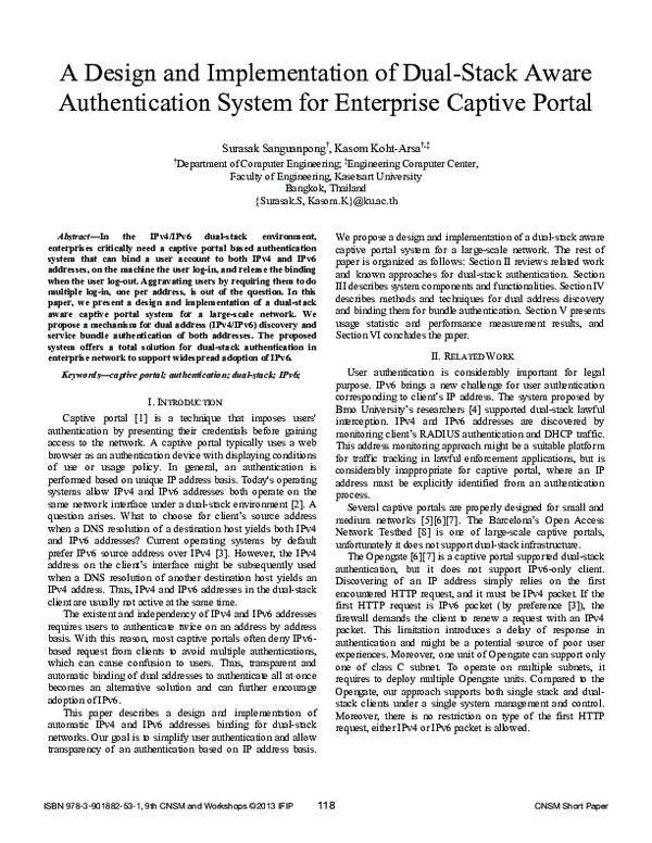 (PDF) A design and implementation of dual-stack aware authentication system for enterprise ...