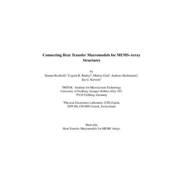(PDF) Connecting heat transfer macromodels for MEMS-array structures