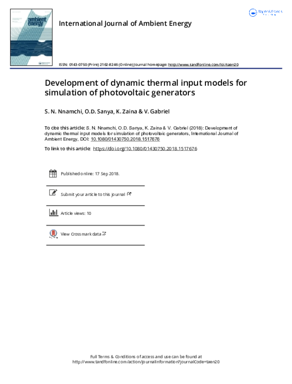 (PDF) Development of dynamic thermal input models for simulation of ...