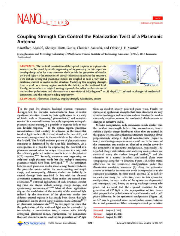 (PDF) Coupling Strength Can Control the Polarization Twist of a ...