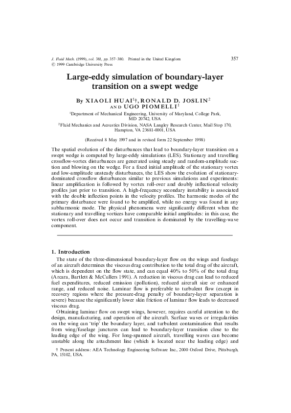 (PDF) Large-Eddy Simulation of Boundary Layer Transition in a Compressor Cascade