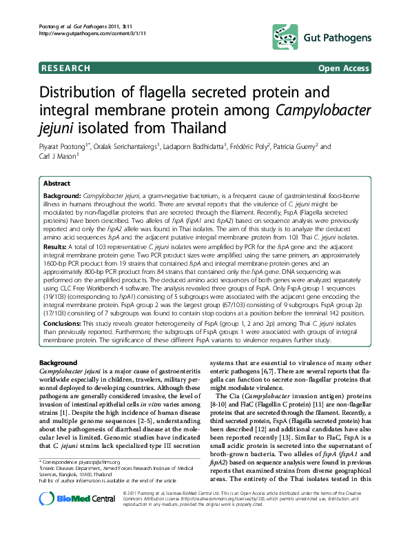 (PDF) Distribution of flagella secreted protein and integral membrane ...