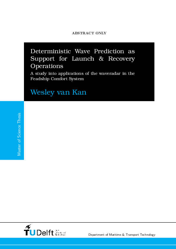 Pdf Masters Thesis Deterministic Wave Prediction As Support For Launch And Recovery Operations