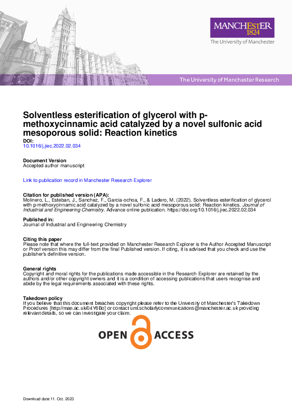 (PDF) Solventless esterification of glycerol with p-methoxycinnamic ...