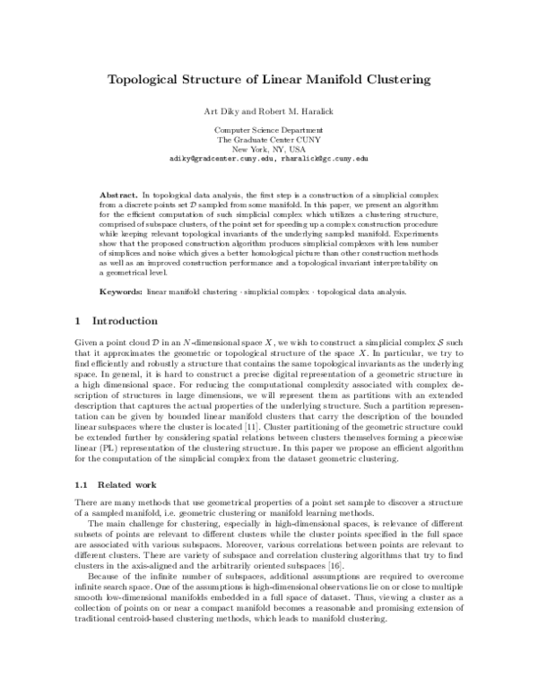 (PDF) Topological Structure of Linear Manifold Clustering