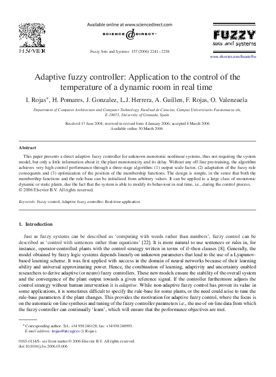 (PDF) Adaptive fuzzy controller: Application to the control of the temperature of a dynamic room ...