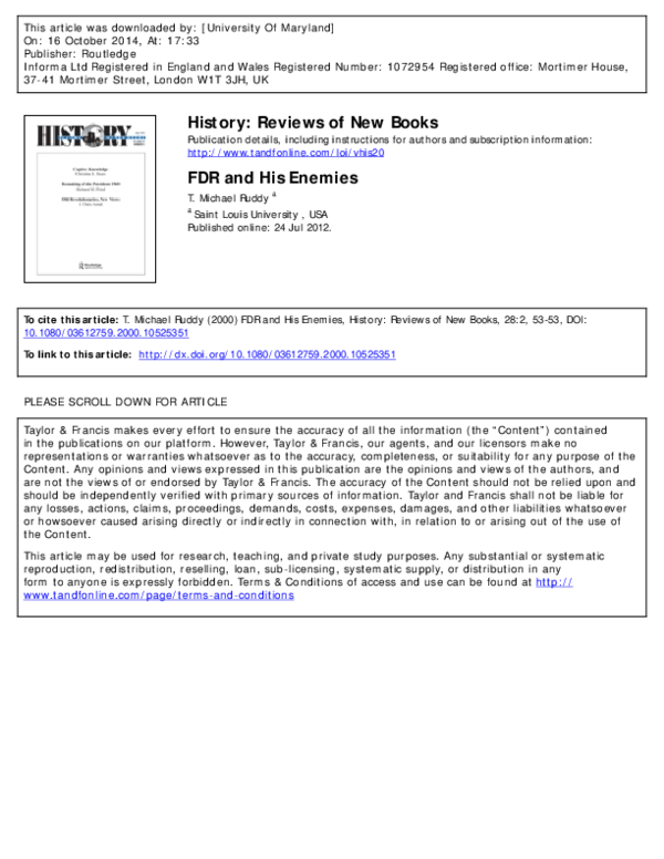 (PDF) FDR and His Enemies