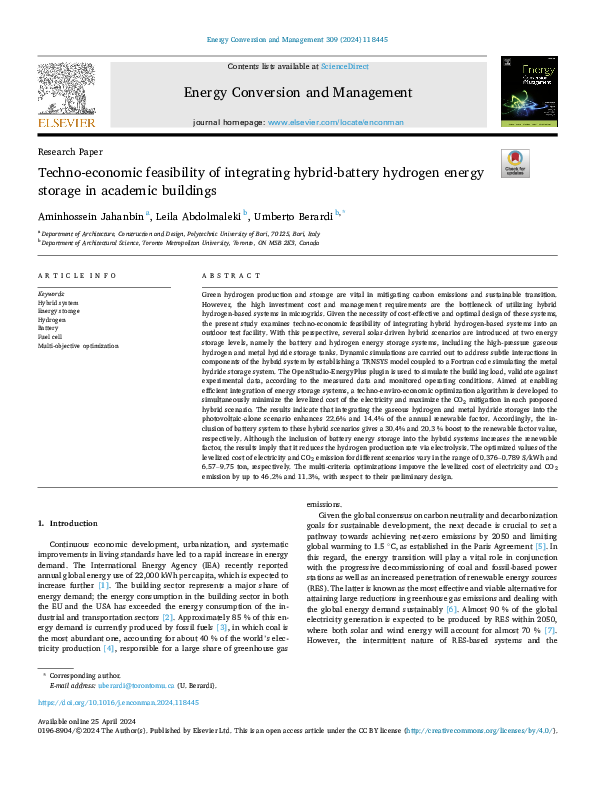 (PDF) Techno-economic feasibility of integrating hybrid-battery hydrogen energy storage in ...