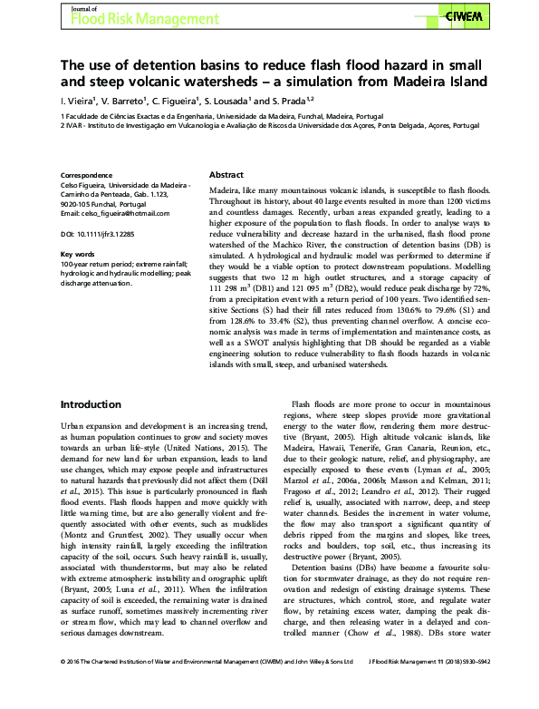 (PDF) The use of detention basins to reduce flash flood hazard in small and steep volcanic ...