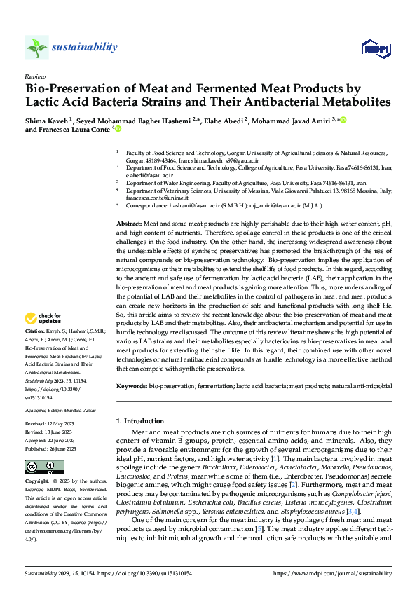 (PDF) Bio-Preservation of Meat and Fermented Meat Products by Lactic Acid Bacteria Strains and ...