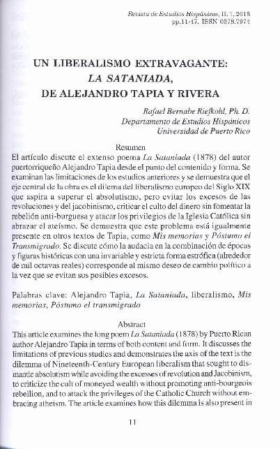 (PDF) Un liberalismo extravagante: La Sataniada, de Alejandro Tapia y ...