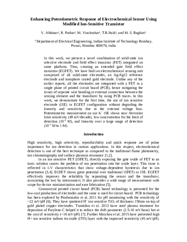 (PDF) Enhancing Potentiometric Response of Electrochemical Sensor Using ...