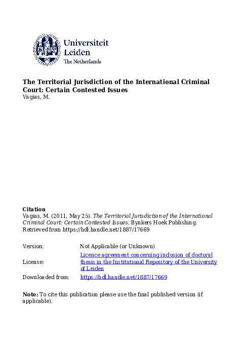 (PDF) The Territorial Jurisdiction of the International Criminal Court ...