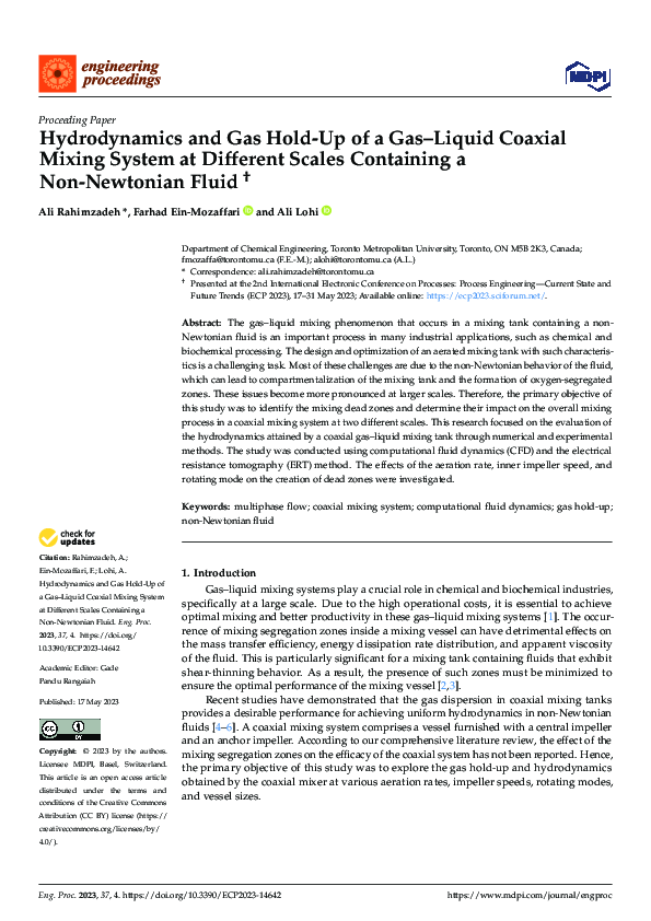 (PDF) Hydrodynamics and Gas Hold-Up of a Gas–Liquid Coaxial Mixing System at Different Scales ...
