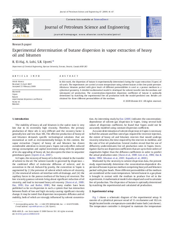 (PDF) Experimental determination of butane dispersion in vapor ...