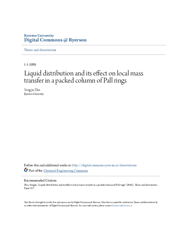 (PDF) Liquid distribution and its effect on local mass transfer in a ...