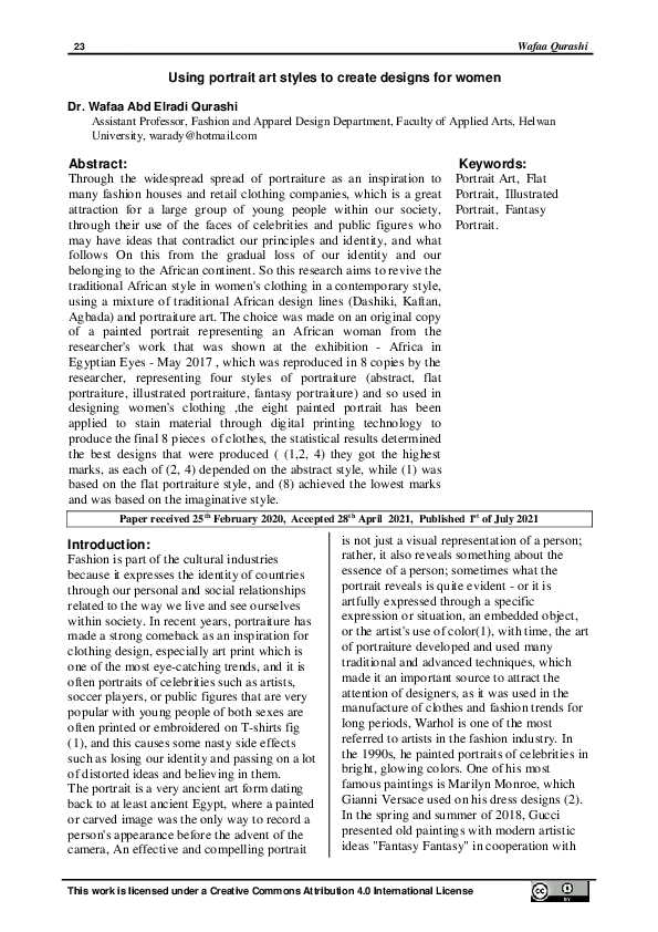 (PDF) Using portrait art styles to create designs for women