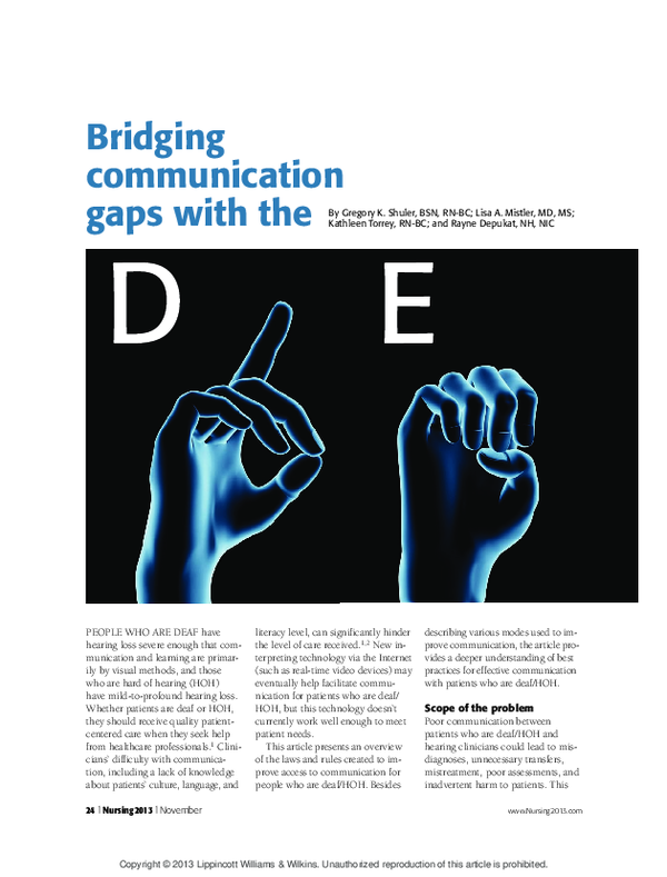 (PDF) Bridging communication gaps with the deaf