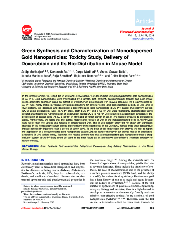 (PDF) Green synthesis and characterization of monodispersed silver nanoparticles obtained using ...