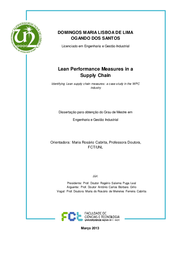 (PDF) Lean performance measures in a supply chain