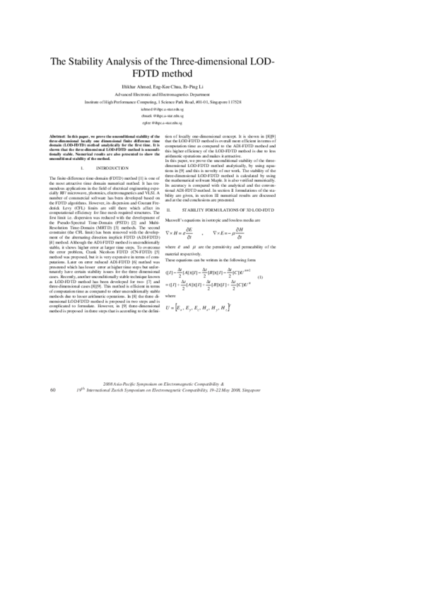 (PDF) The stability analysis of the three-dimensional LOD-FDTD method