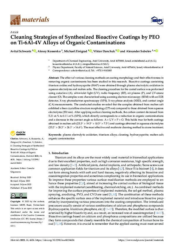 (PDF) Cleaning Strategies of Synthesized Bioactive Coatings by PEO on ...
