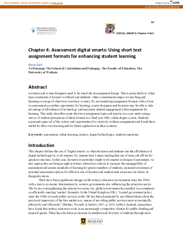(PDF) Assessment digital smarts: Using short text assignment formats ...
