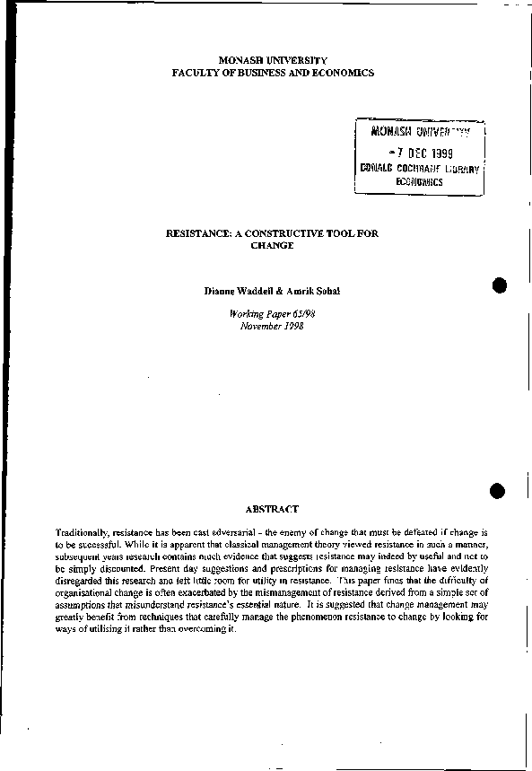 (PDF) Resistance: A Constructive Tool for Change