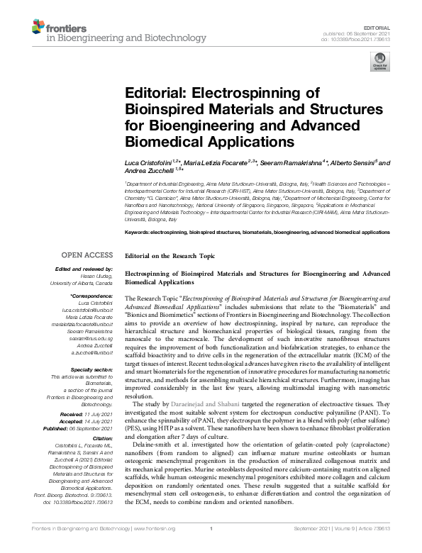 (PDF) Editorial: Electrospinning of Bioinspired Materials and Structures for Bioengineering and ...