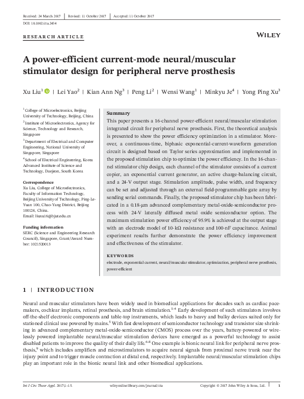 (PDF) A power-efficient current-mode neural/muscular stimulator design for peripheral nerve ...