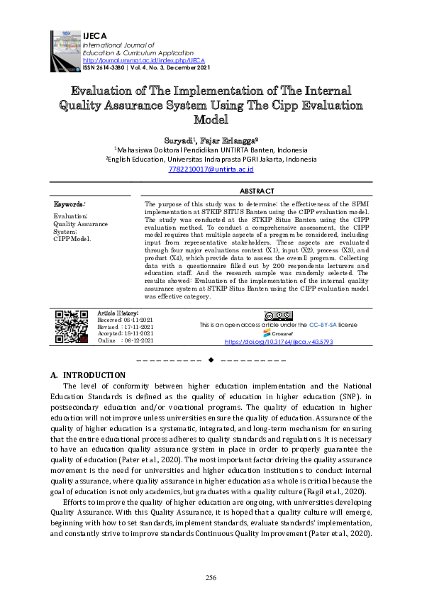(PDF) Evaluation of The Implementation of The Internal Quality ...
