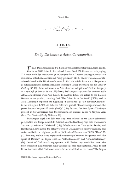 (PDF) Emily Dickinson’s Asian Consumption