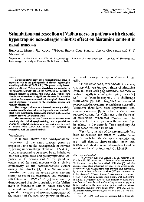 (PDF) Stimulation and resection of Vidian nerve in patients with ...