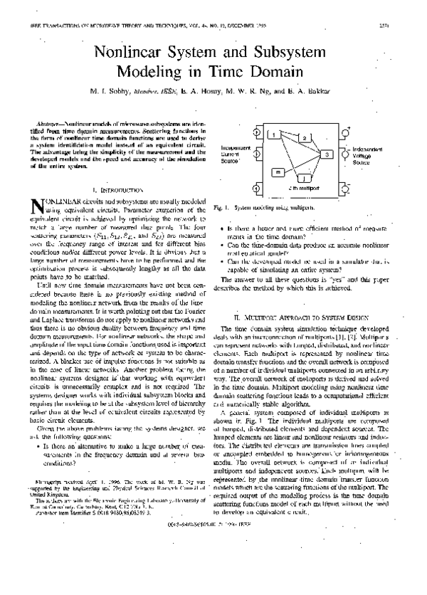 (PDF) Nonlinear system and subsystem modeling in time domain