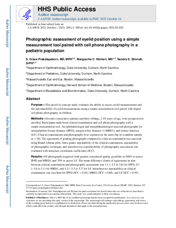 (PDF) Photographic assessment of eyelid position using a simple ...