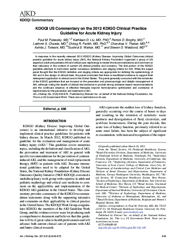 (PDF) KDOQI US Commentary on the 2012 KDIGO Clinical Practice Guideline for Acute Kidney Injury