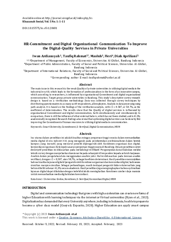 (PDF) HR-Commitment and Digital Organizational Communication To Improve ...