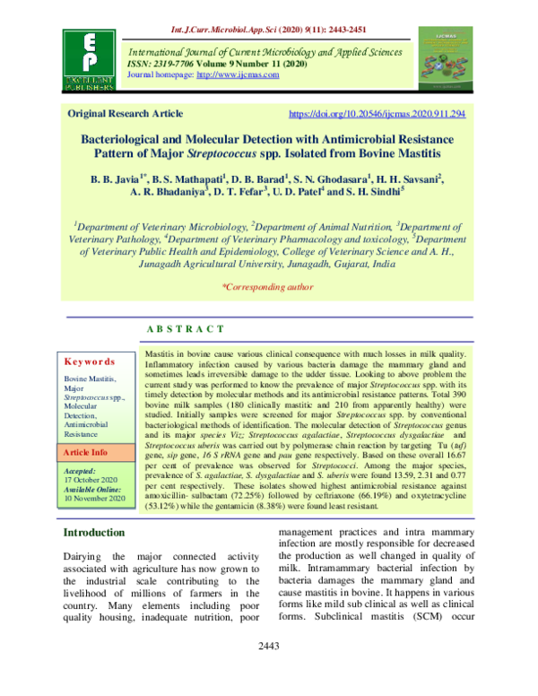 (PDF) Bacteriological and Molecular Detection with Antimicrobial ...