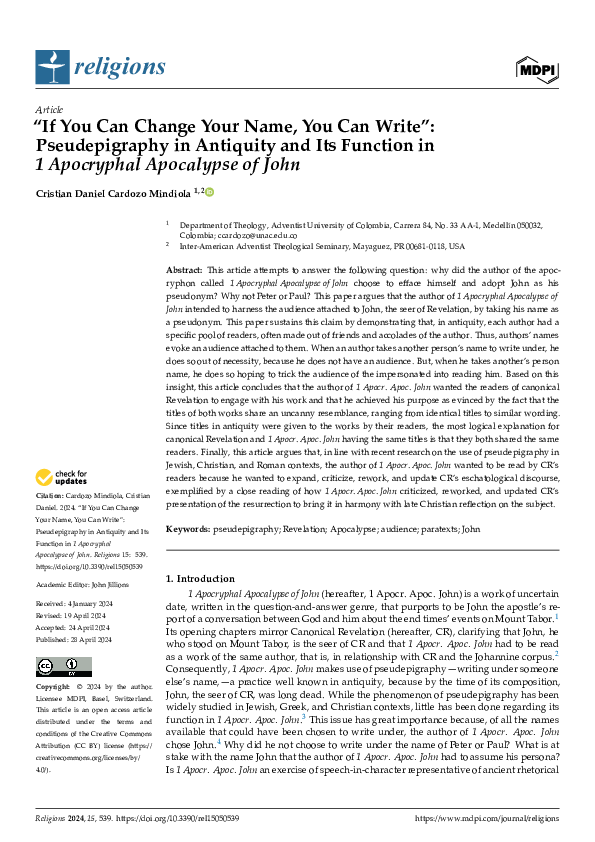 (PDF) "If You Can Change Your Name, You Can Write": Pseudepigraphy in ...