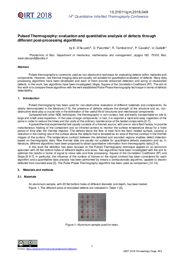 (PDF) Pulsed Thermography: evaluation and quantitative analysis of defects through different ...