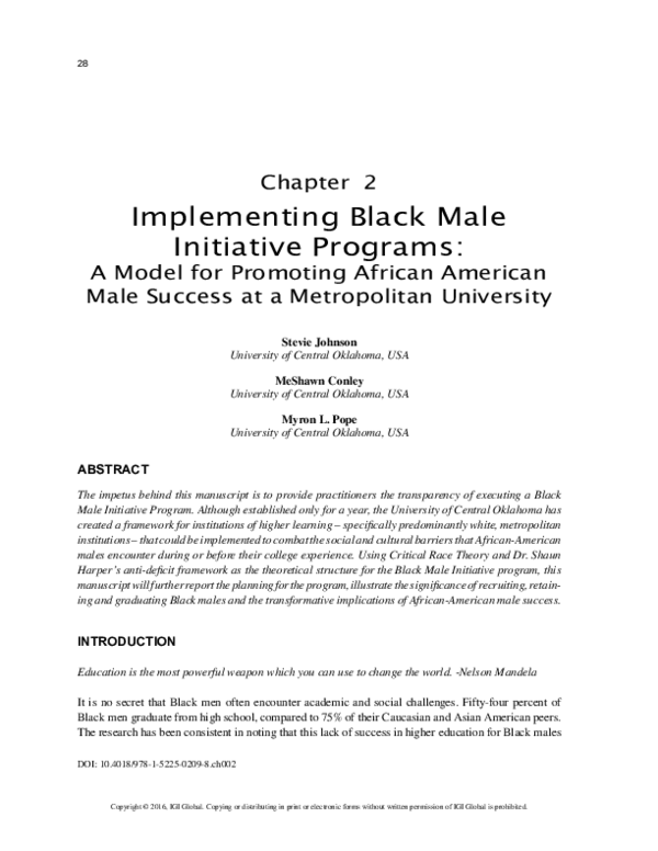 (PDF) Implementing Black Male Initiative Programs