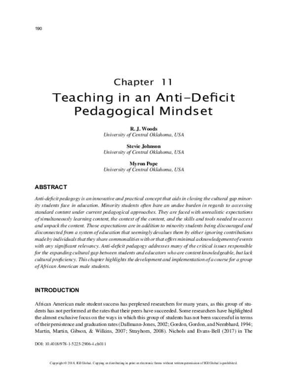 (PDF) Teaching in an Anti-Deficit Pedagogical Mindset