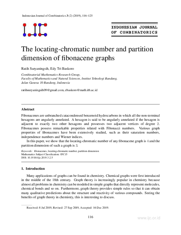 (PDF) The locating-chromatic number and partition dimension of ...