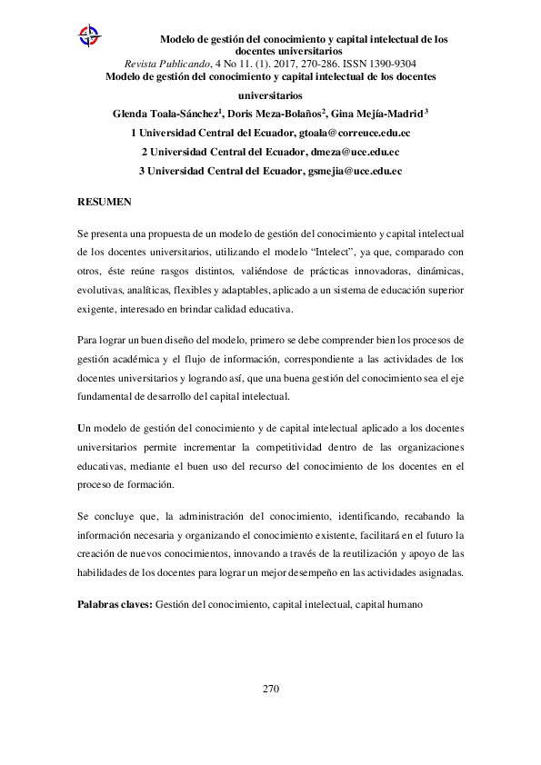 (PDF) Modelo de gestión del conocimiento y capital intelectual de los ...