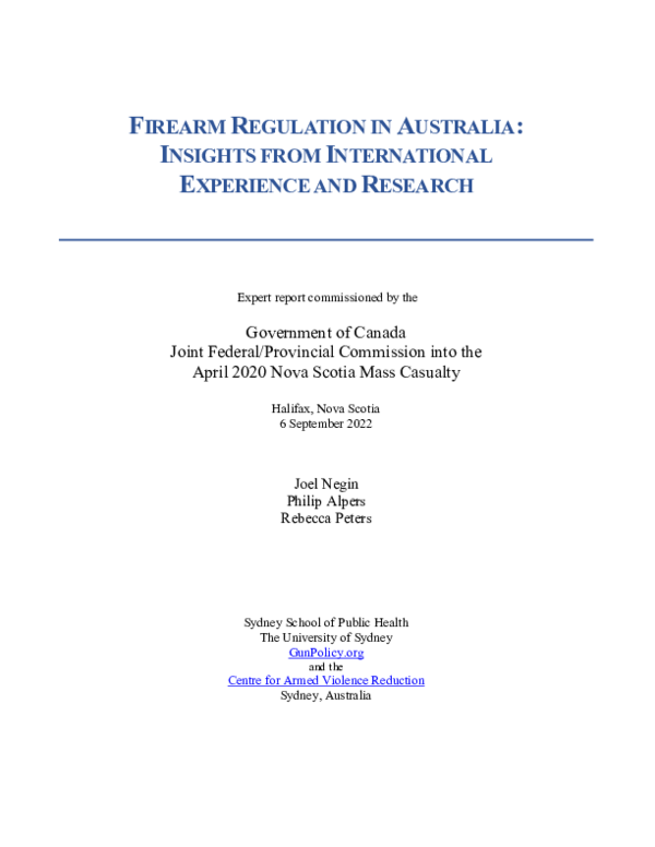(PDF) Firearm Regulation in Australia: Insights from International ...